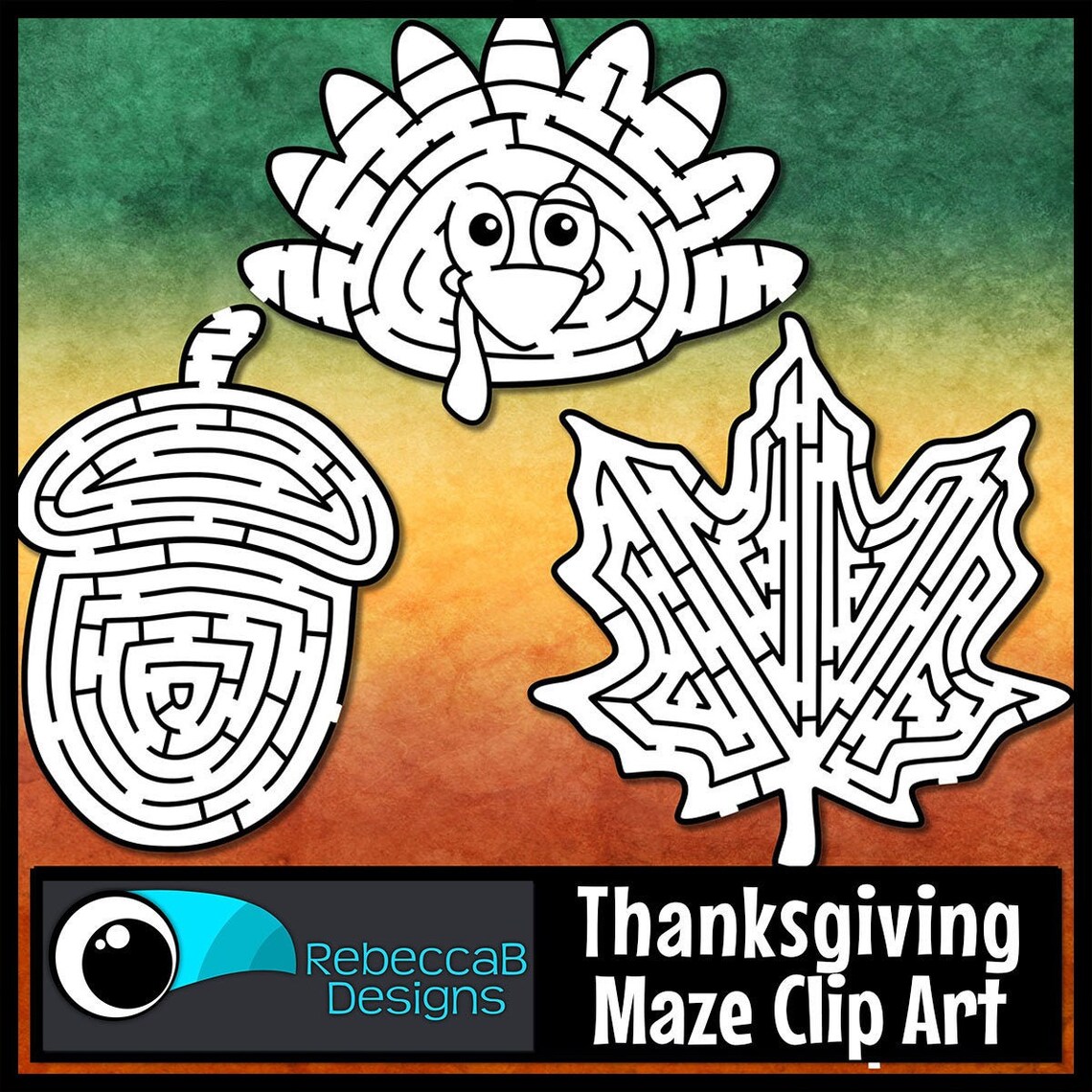 Thanksgiving Maze Clip Art Set 1, Thanksgiving Clip Art, Mazes With ...