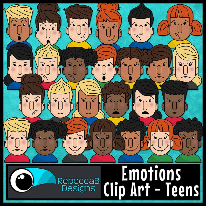 Emotions Clip Art - Teens - Movable and Standard Clip Art, Emotions ...
