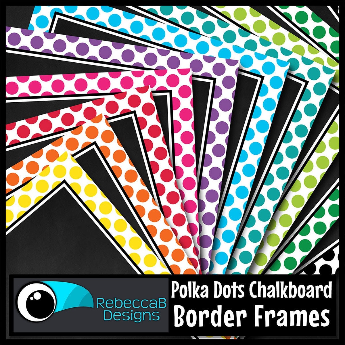 Polka Dots Chalkboard Border Frames Clip Art Chalkboard - Etsy