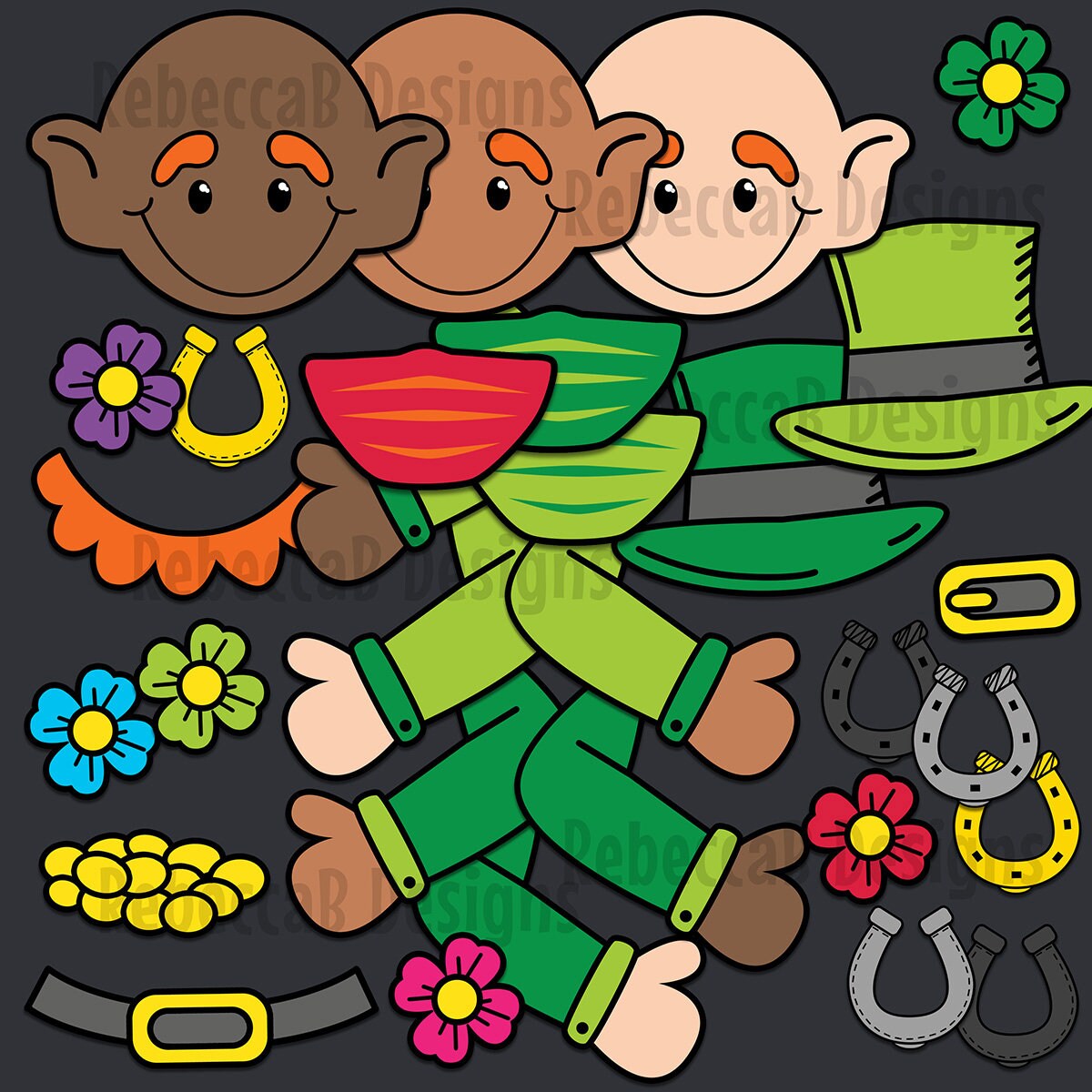 Build-a-leprechaun St. Patrick's Day Clip Art, Leprechaun Clip Art, St ...