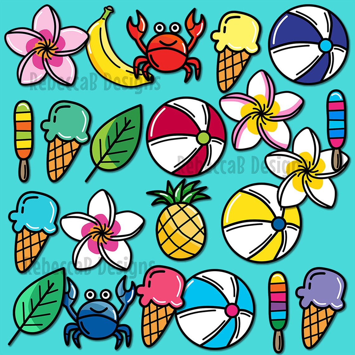 Summer Season Clip Art, Beach Clip Art, Summer Season, Seasonal Clipart ...