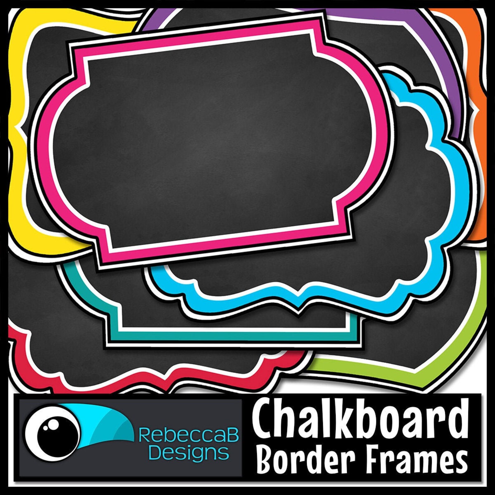 Chalkboard Border Frames Clip Art, Text Box Frames Clip Art, Chalkboard ...