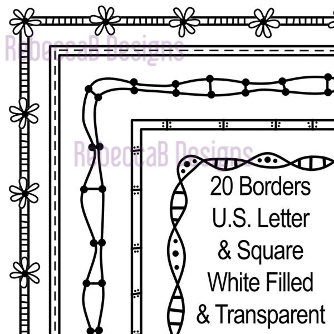 Doodle Borders Clip Art Set 1 Clipart Doodle Borders Border | Etsy