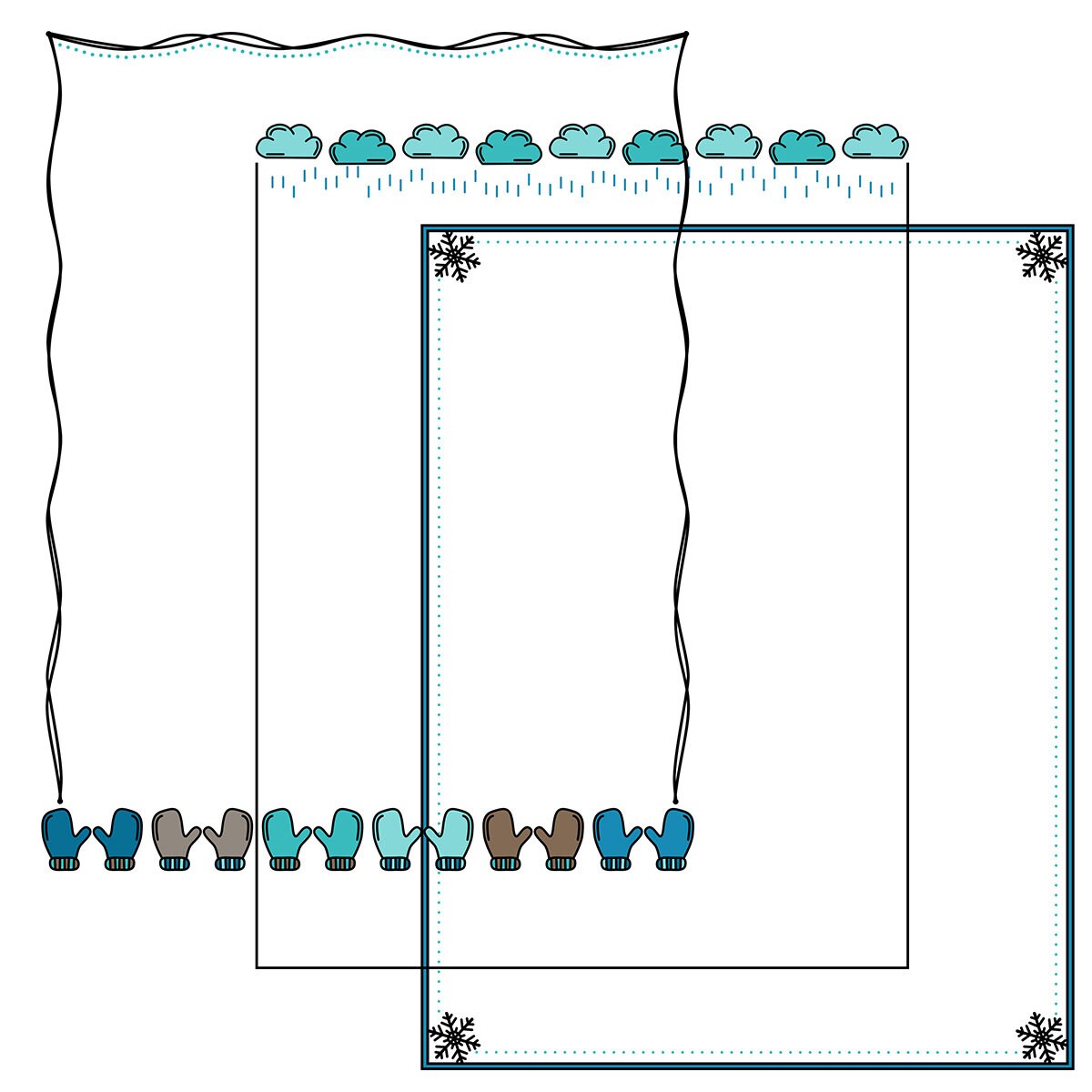 Winter Colored Borders Clip Art, Winter Border Frames, Winter Clip Art ...