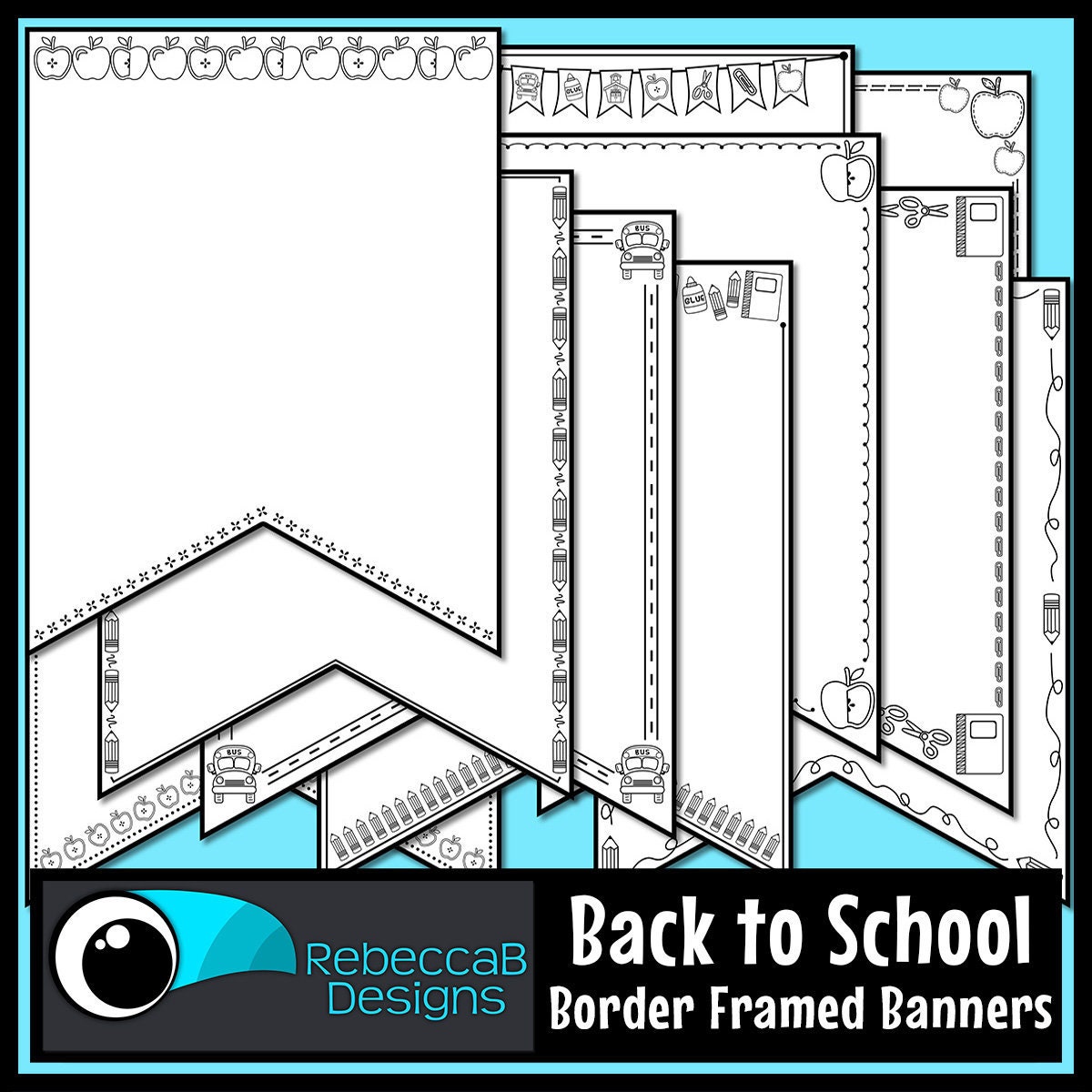 Back to School Border Framed Pennant Banners Clip Art, Back to School ...