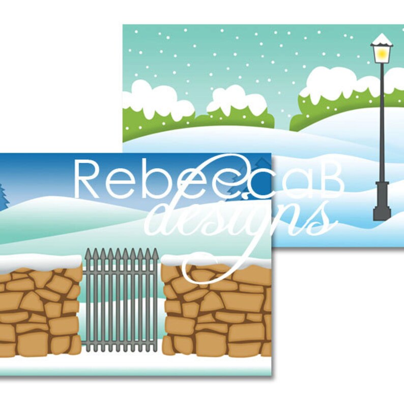Winter Background Scenes Clip Art, Winter Landscape Clip Art, Winter ...