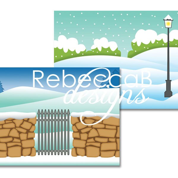 Winter Background Scenes Clip Art, Winter Landscape Clip Art, Winter ...