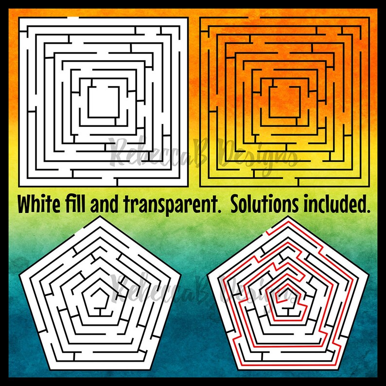2D Shapes Maze Clip Art Set 2, Maze Clip Art, 2D Shapes, Mazes and ...