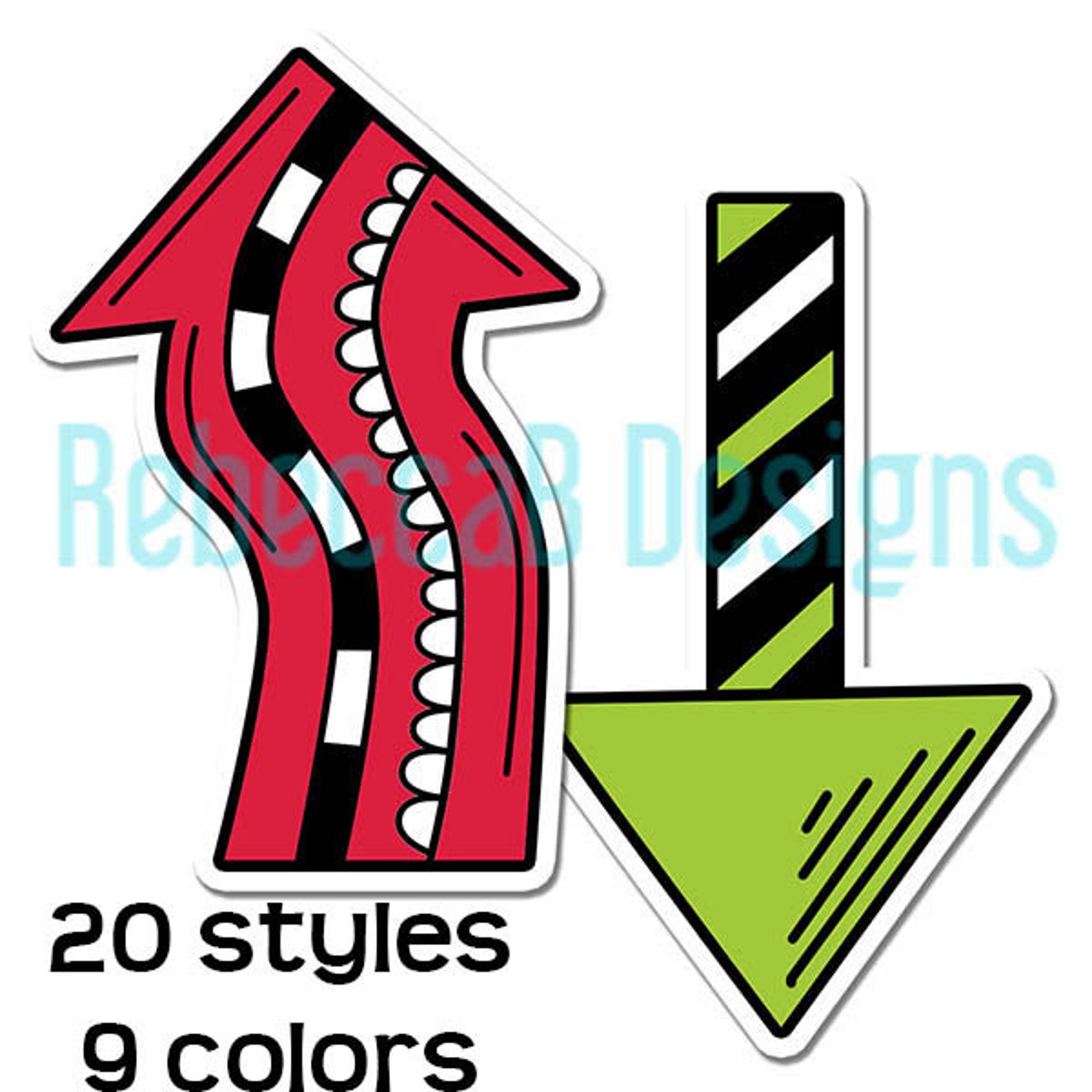 Colored Doodle Arrows Clip Art, Doodle Arrows Clip Art, Colored Arrows ...
