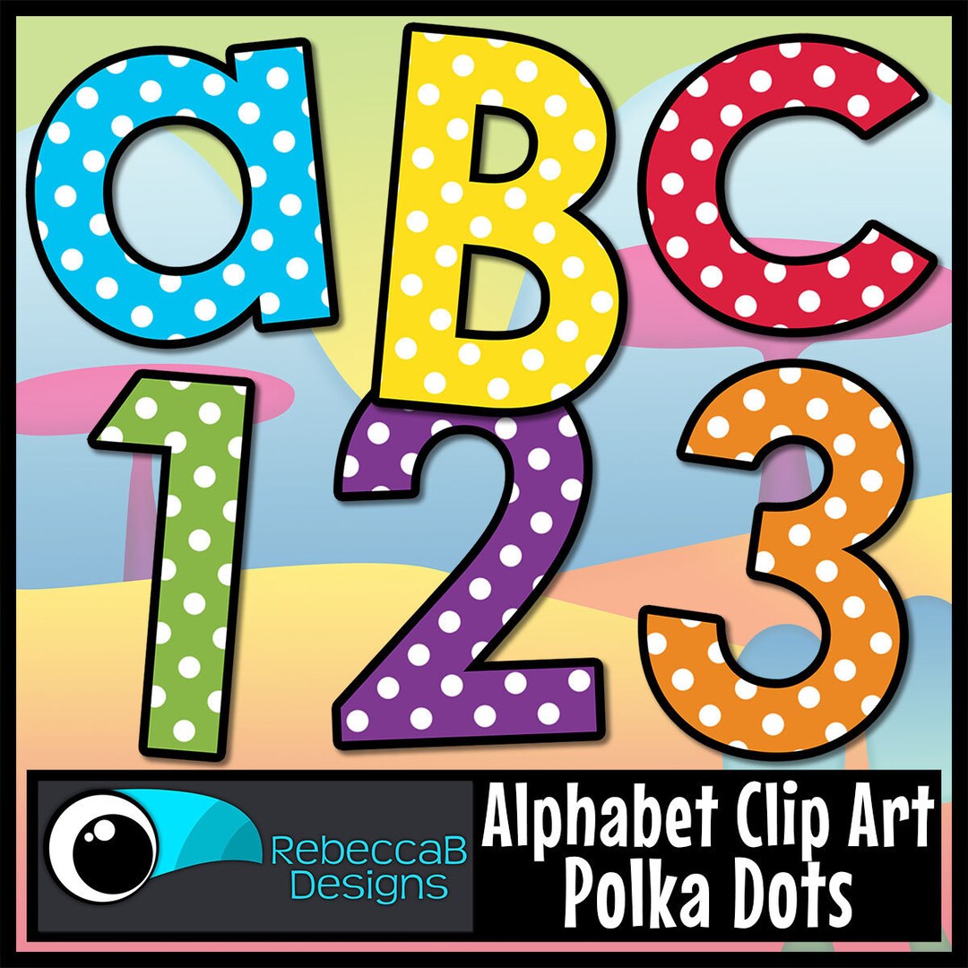 Polka Dot Alphabet Clip Art: Letters, Numbers, Symbols (digital Stamps ...