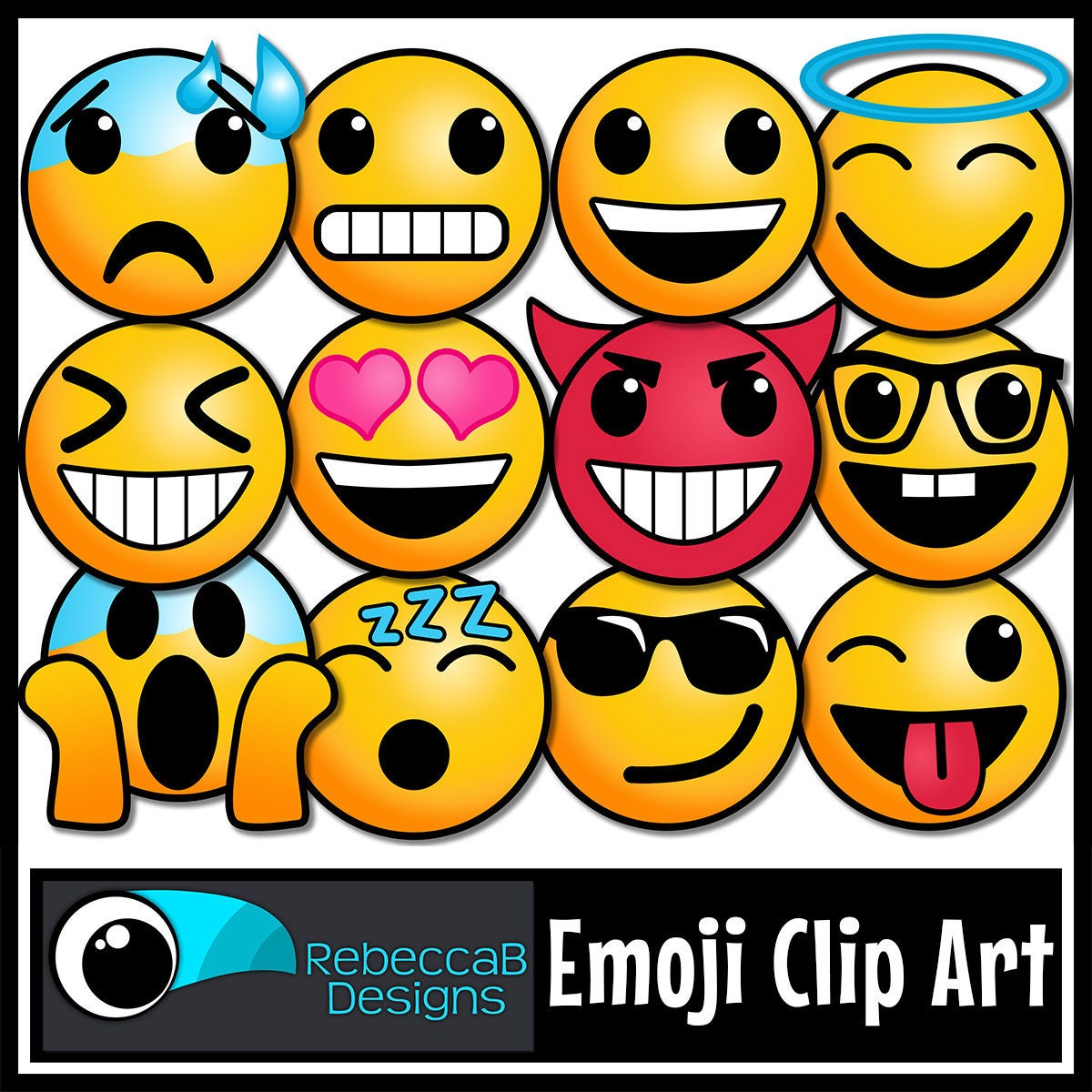 Emoji Clip Art Emoji Faces Smiley Faces Emotion Clip Art | Etsy