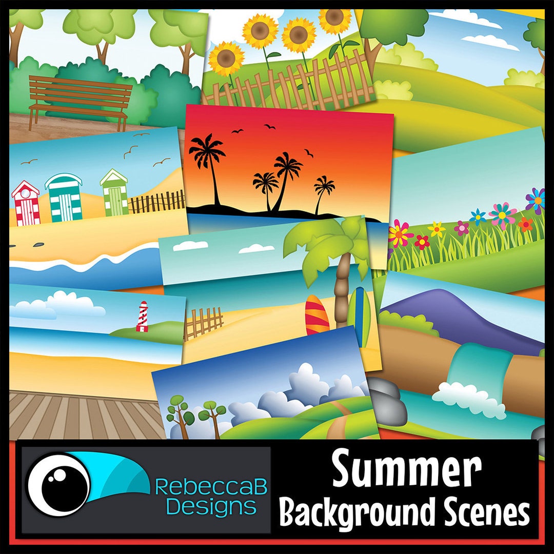 Summer Background Scenes Clip Art, Summer Landscape Clip Art, Summer ...