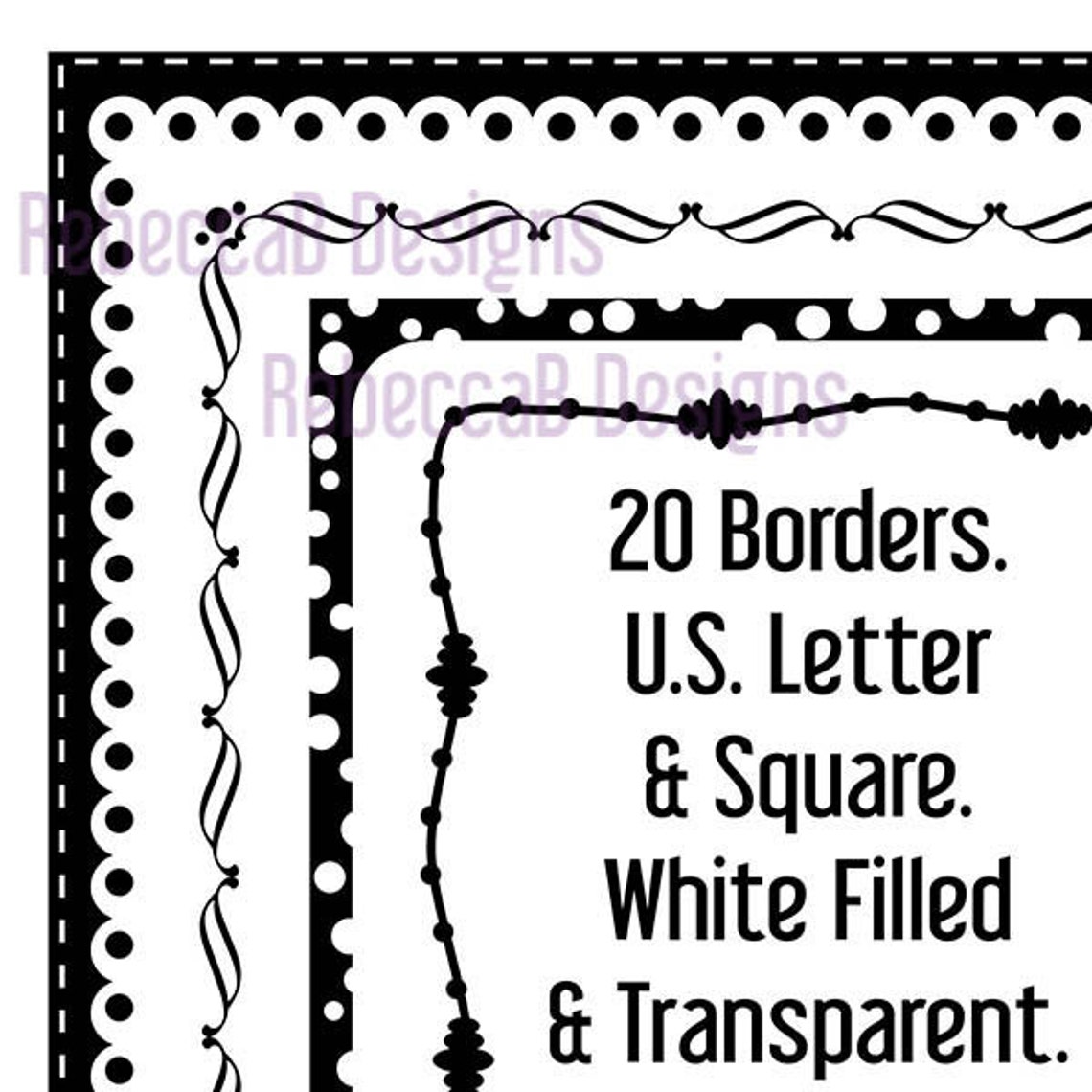 Doodle Borders Clip Art Set 2, Clipart Doodle Borders, Border Frames ...