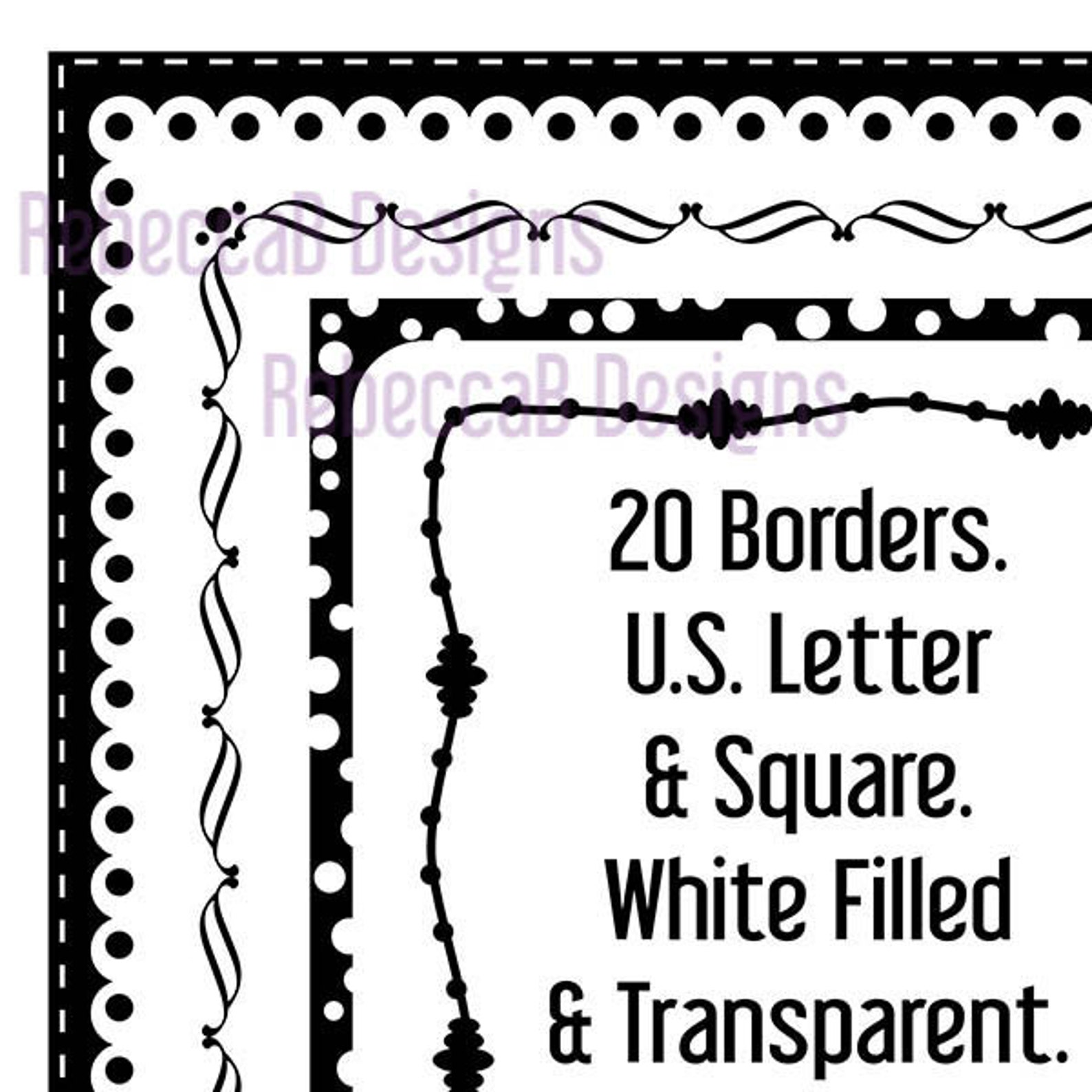 Doodle Borders Clip Art Set 2, Clipart Doodle Borders, Border Frames ...