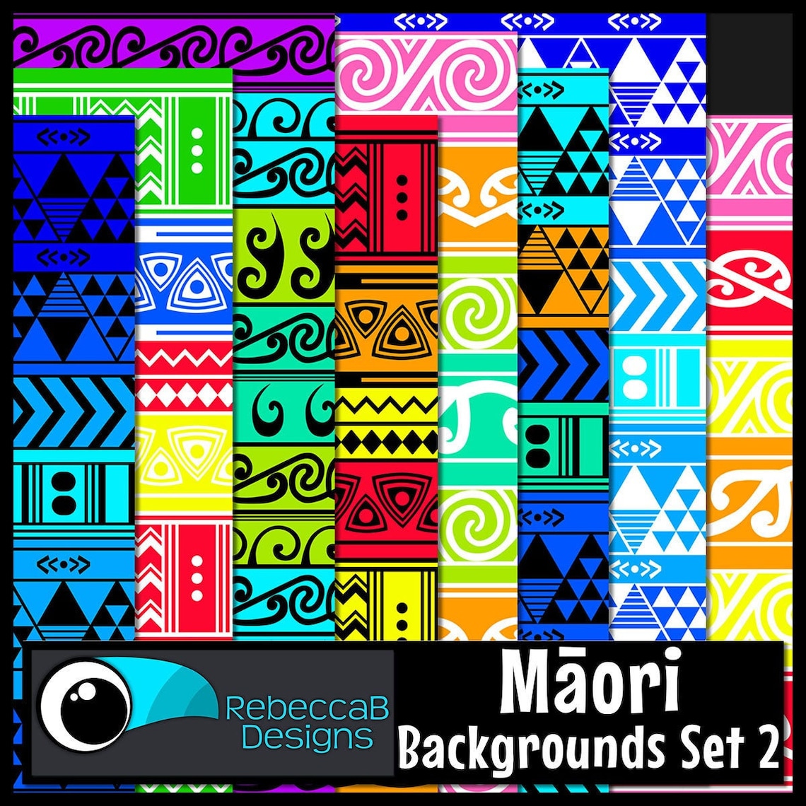 Maori Backgrounds Clip Art Set 2, Digital Paper Maori Patterns, Maori ...