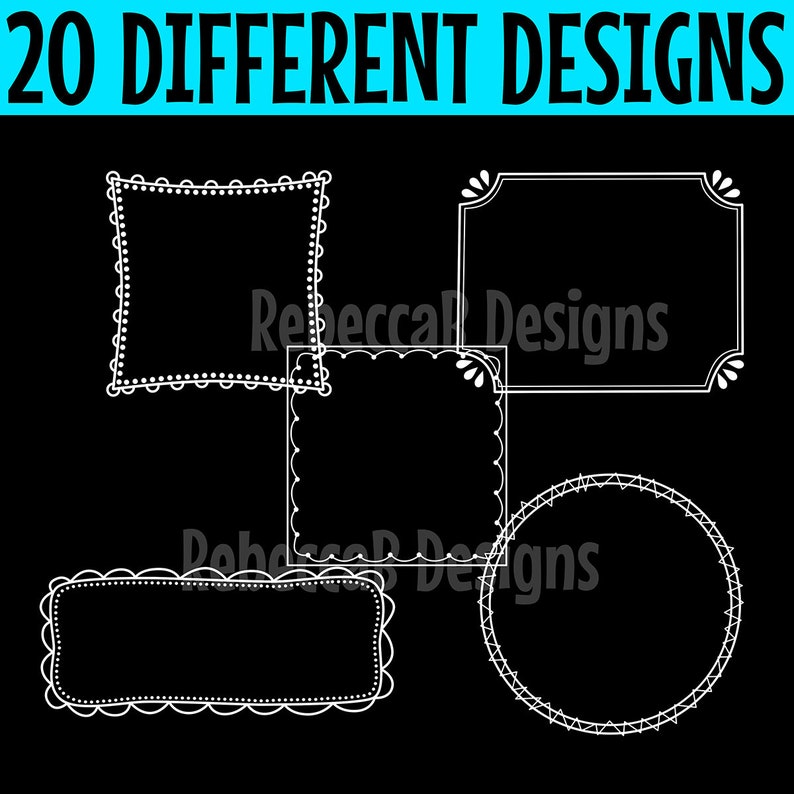 White Line Text Box Border Frames Clip Art Set 2, Text Box Frames ...
