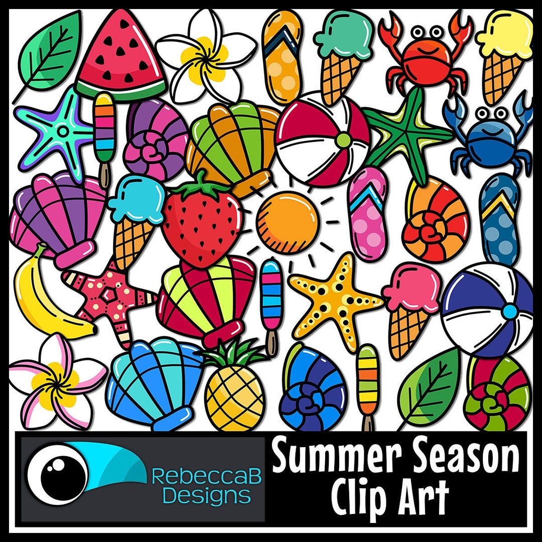 Summer Season Clip Art, Beach Clip Art, Summer Season, Seasonal Clipart ...