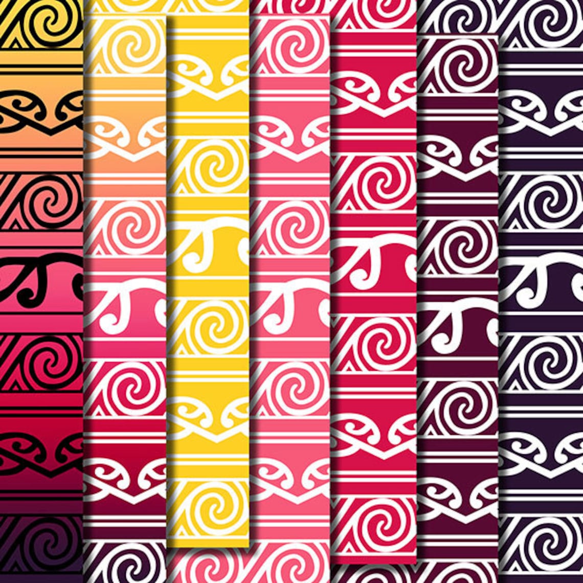 Maori Backgrounds Clip Art Set 1, Digital Paper Maori Patterns, Maori ...
