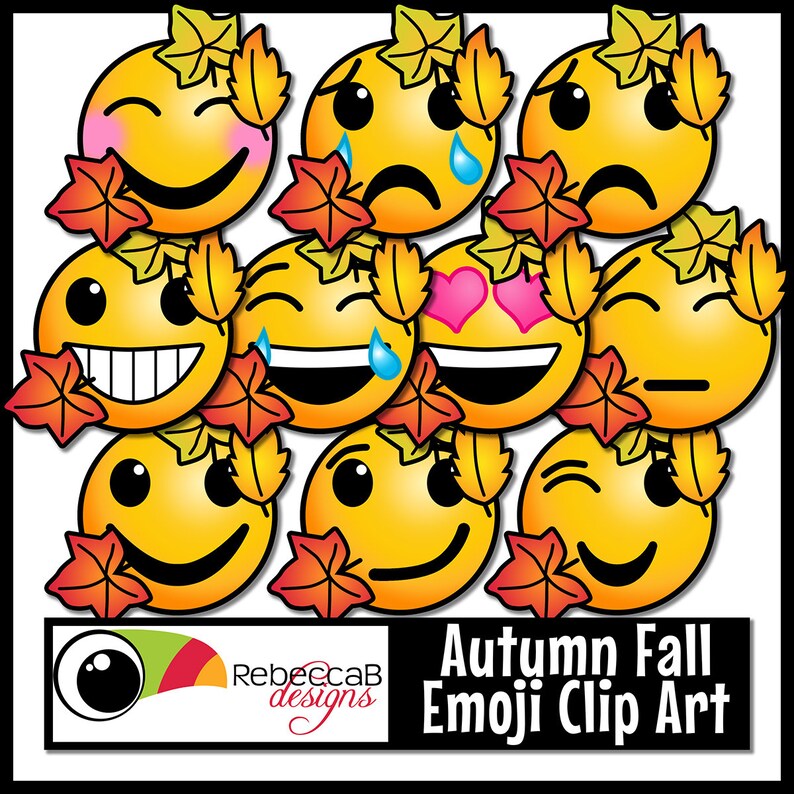 Autumn Fall Clip Art: Emoji Faces Autumn Fall Emoji Clip Art | Etsy