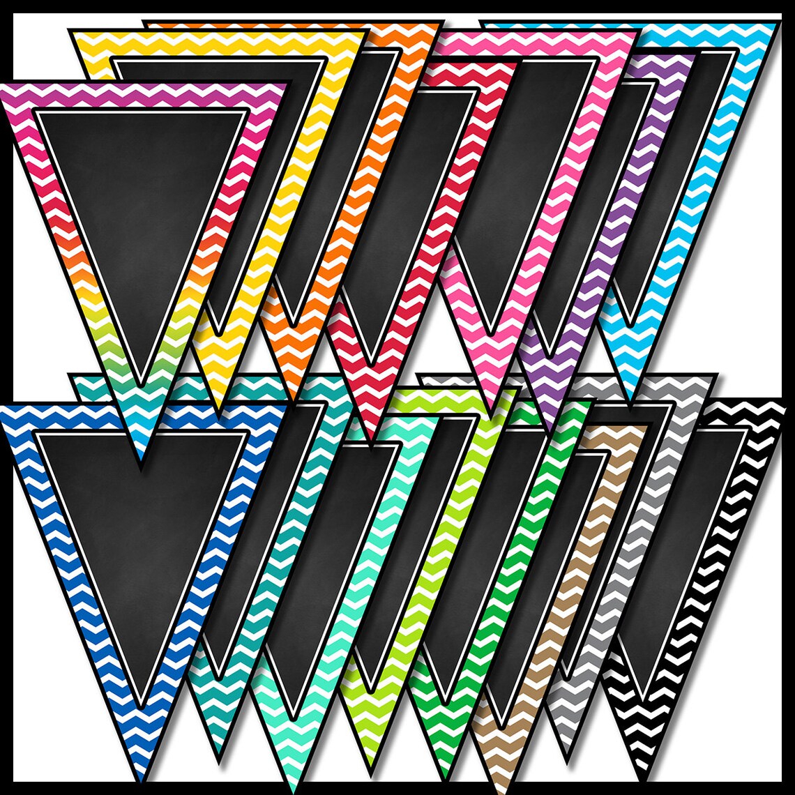 Chalkboard Bunting Pennant Banners Clip Art Set 4, Chalkboard Clip Art ...