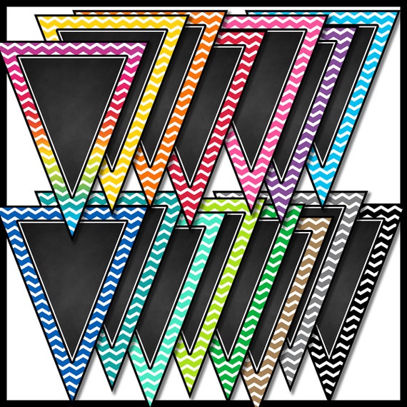 Chalkboard Pennant Banner Clip Art Triangle Flag Garland Set Free