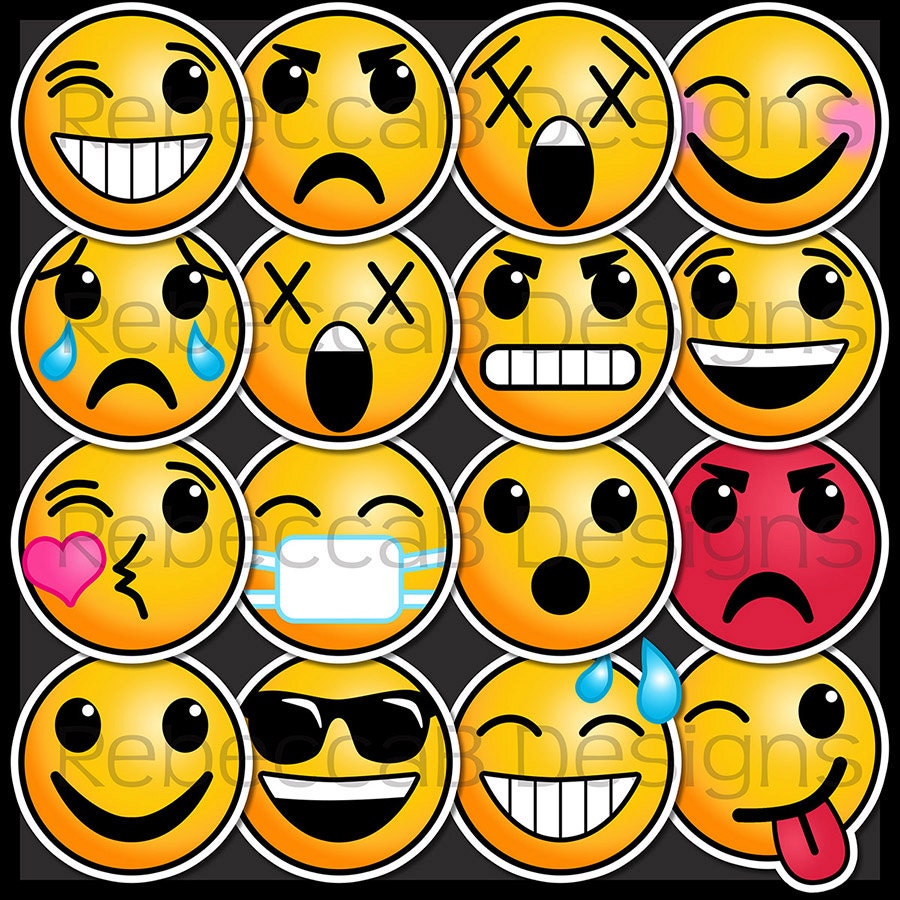 Emoji Emotions Clip Art Sticker Style, Emotions Clip Art, Feelings Clip ...