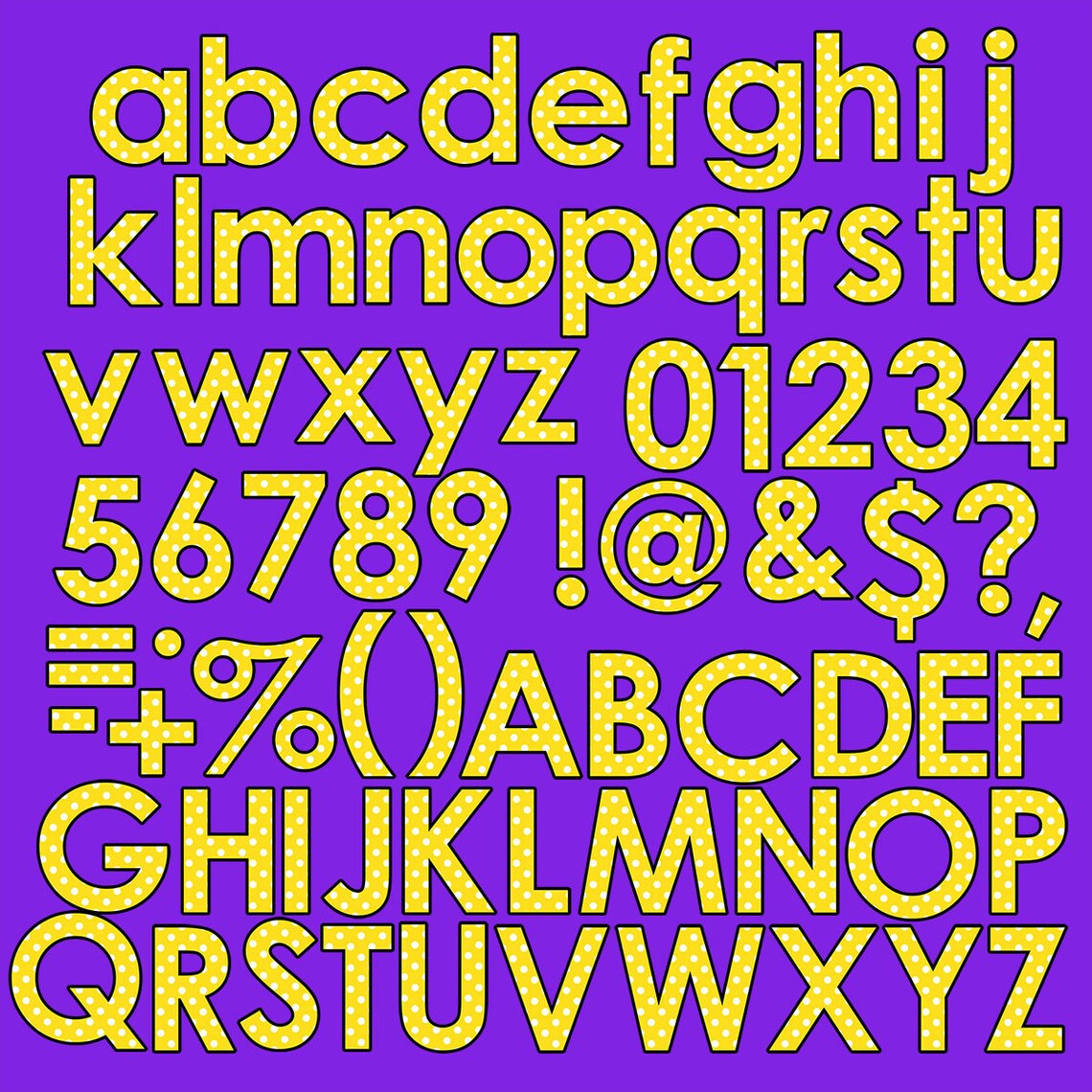 Polka Dot Alphabet Clip Art: Letters, Numbers, Symbols (digital Stamps ...