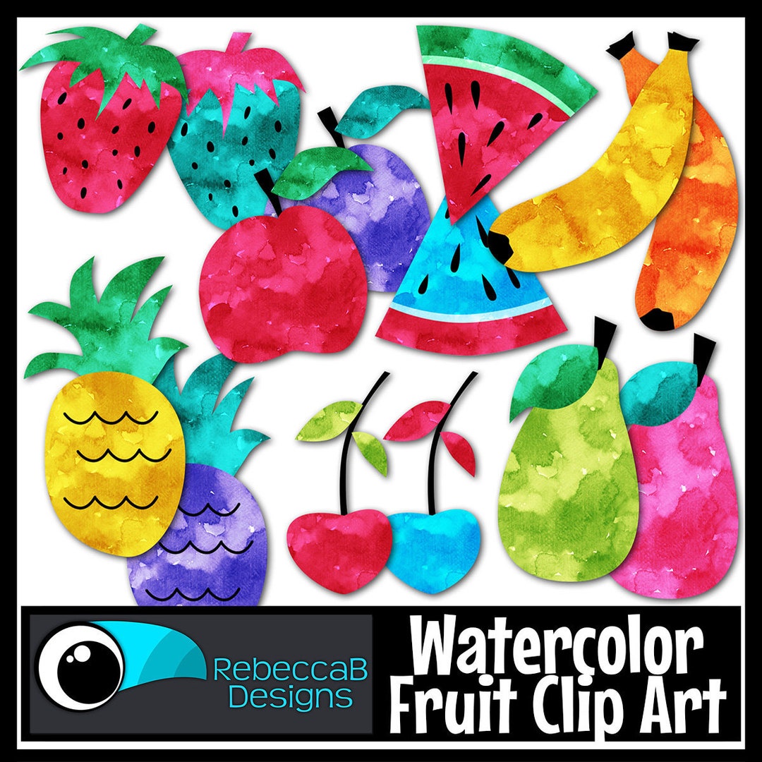 Watercolor Fruit Clip Art, Fruit Clip Art, Watercolor Clip Art ...