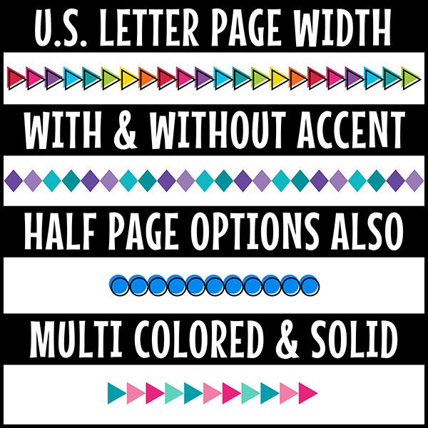 Page or Text Dividers Clip Art, Border Dividers, Colorful Page Dividers ...