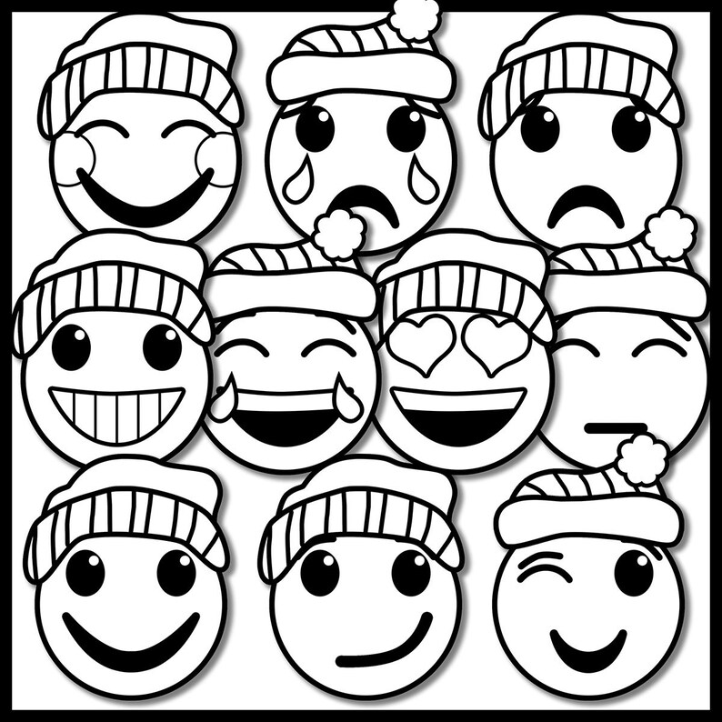 Winter Emoji Clip Art, Emotions Clip Art, Feelings Clip Art, Winter ...