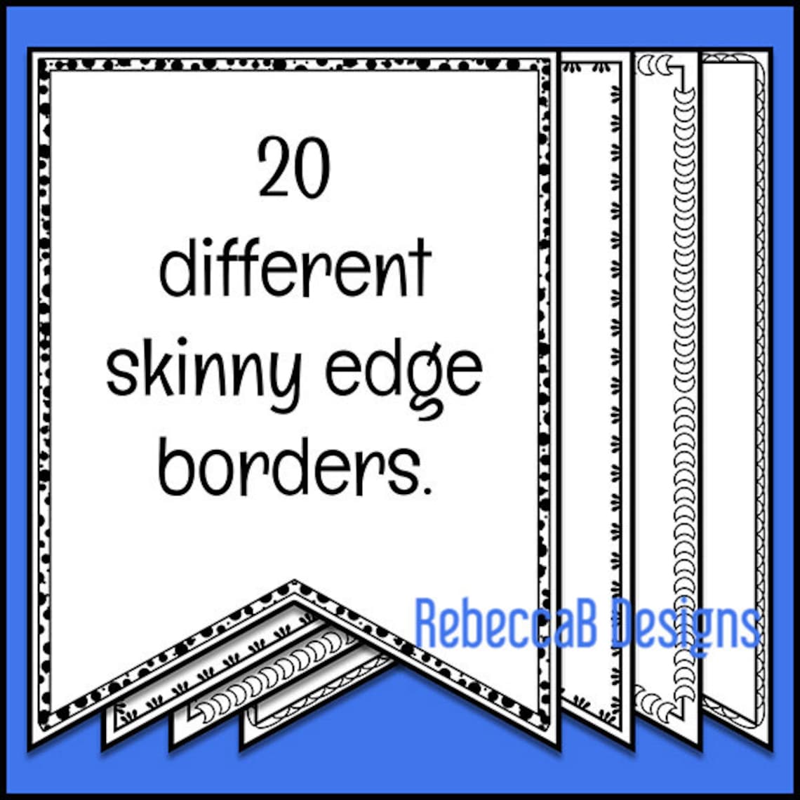 Skinny Edge Border Framed Pennant Banners Clip Art Set 2, Pennant ...