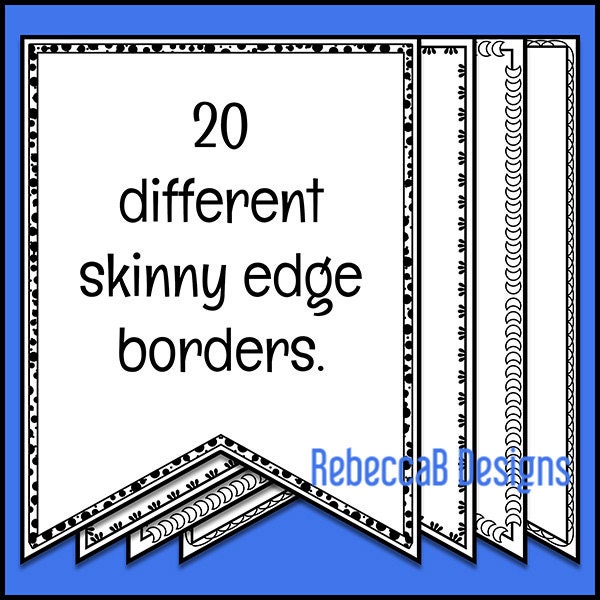 Skinny Edge Border Framed Pennant Banners Clip Art Set 2, Pennant ...