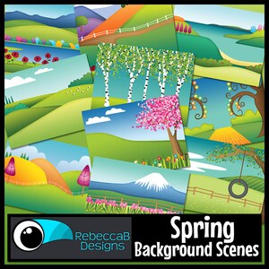 Seasons Background Scenes Clip Art Bundle, Landscape Scenes Clip Art ...
