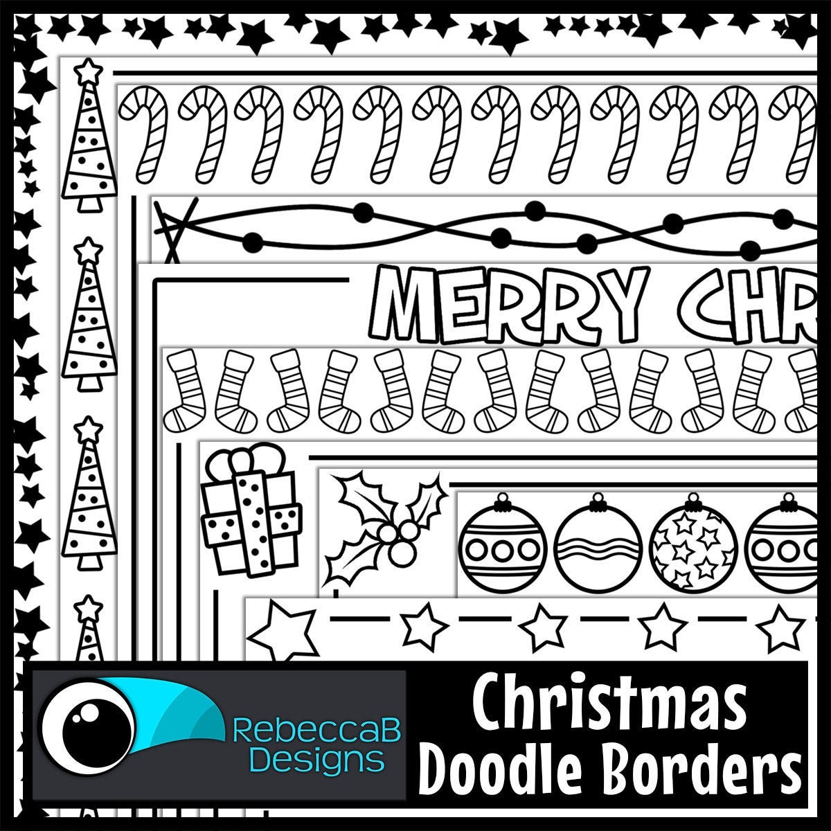 Frames And Borders Black And White Christmas
