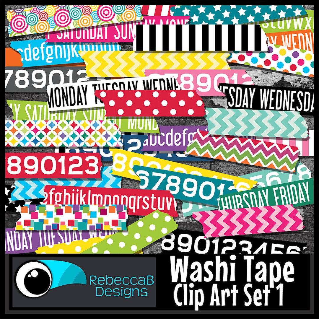 Washi Tape Clip Art Set 1, Digital Washi Tape Clipart, Digital Clip Art ...