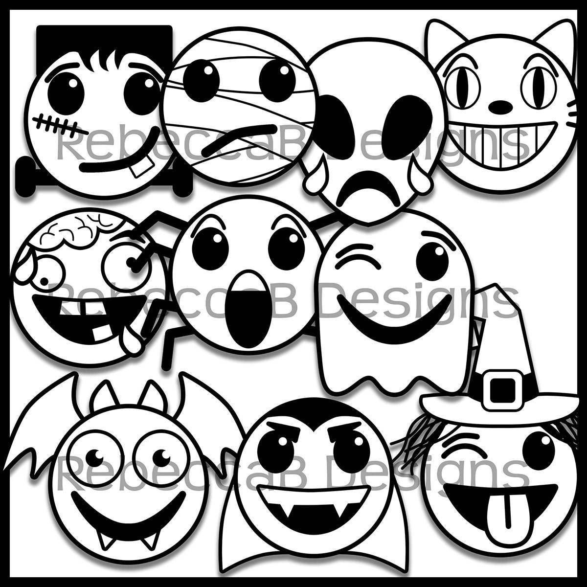 Halloween Emoji Clip Art, Emotions Clip Art, Feelings Clip Art ...