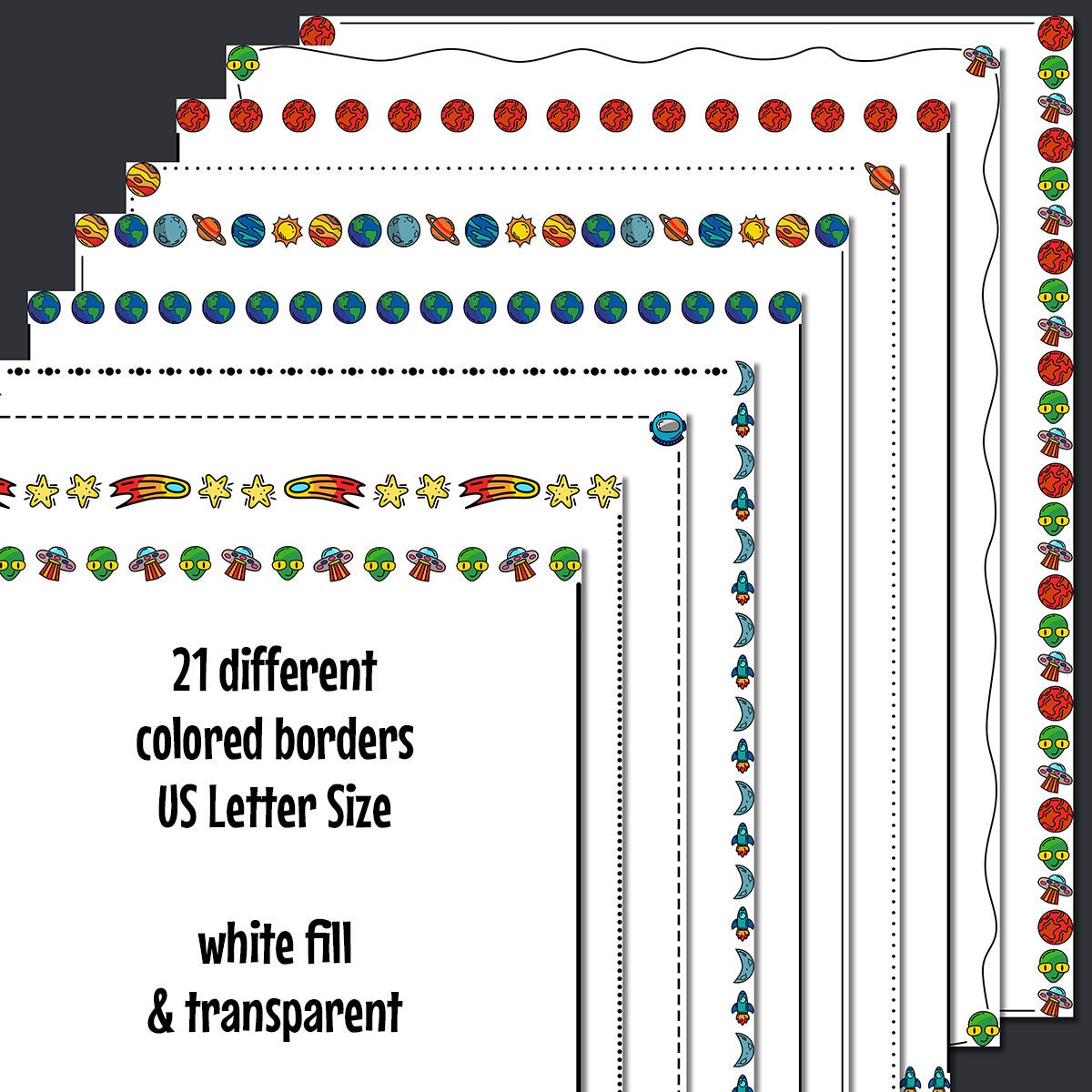 Outer Space Colored Borders Clip Art, Space Exploration Clip Art, Outer ...