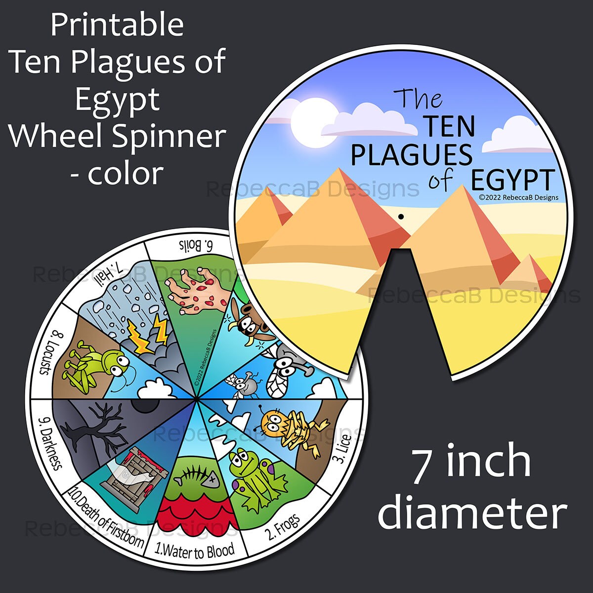 Ten Plagues of Egypt Wheel Spinner and Descriptive Flash Cards, Moses ...