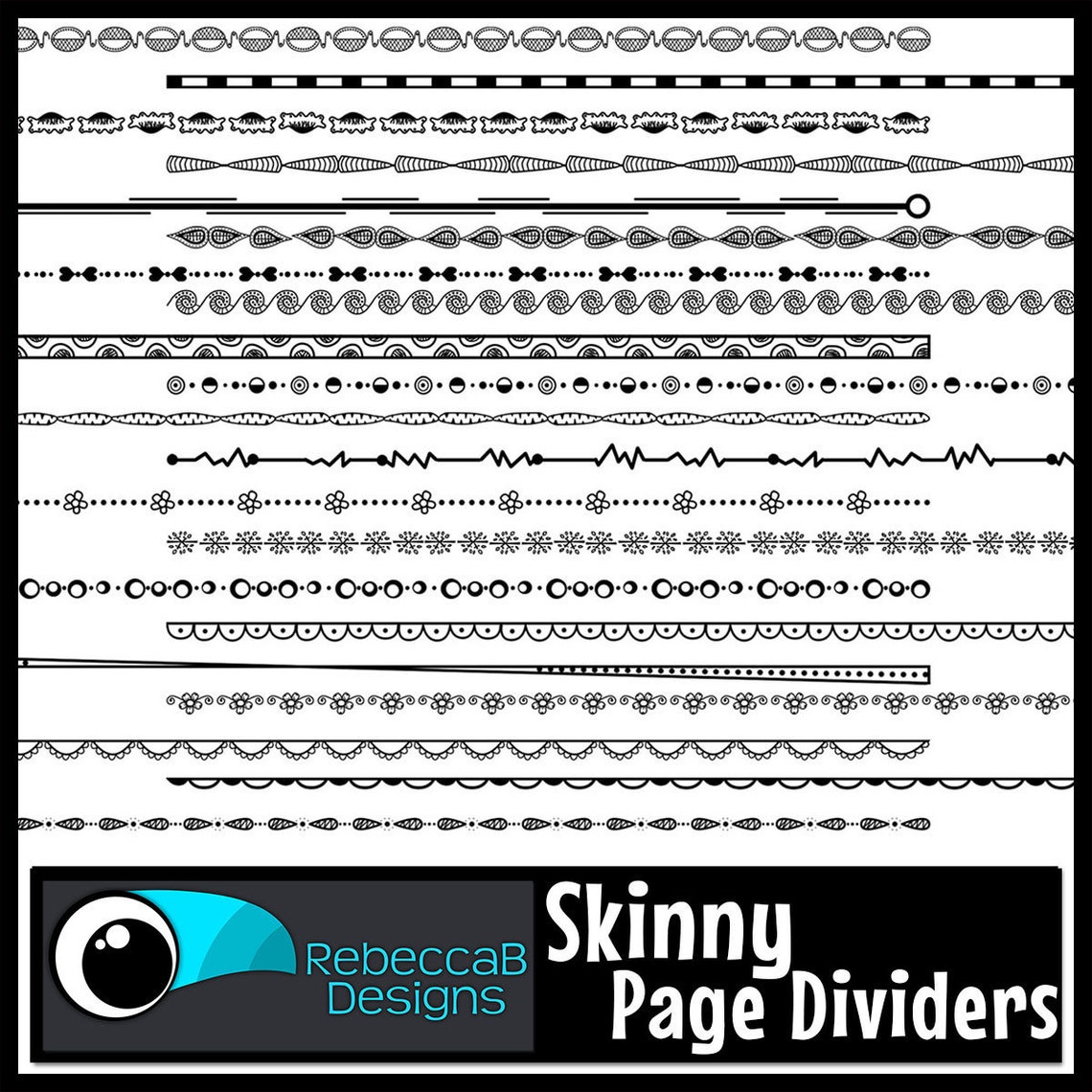 Skinny Page or Text Dividers Clip Art, Page Dividers Clip Art, Skinny ...