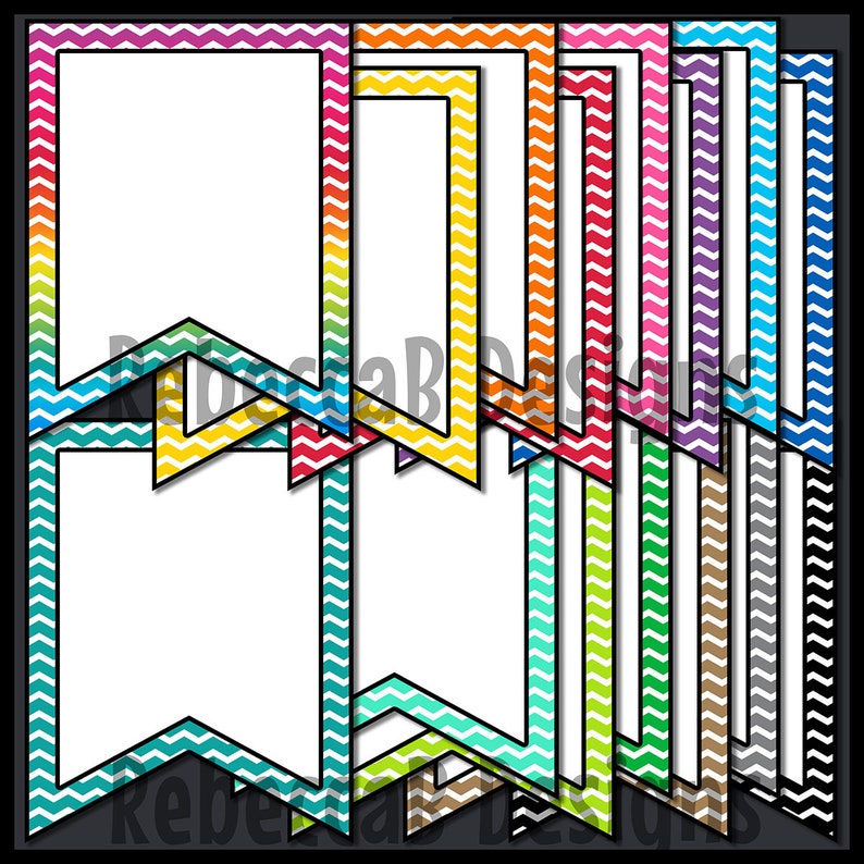 Bunting Pennant Banners Clip Art Set 4 - Chevron Classroom Decor ...
