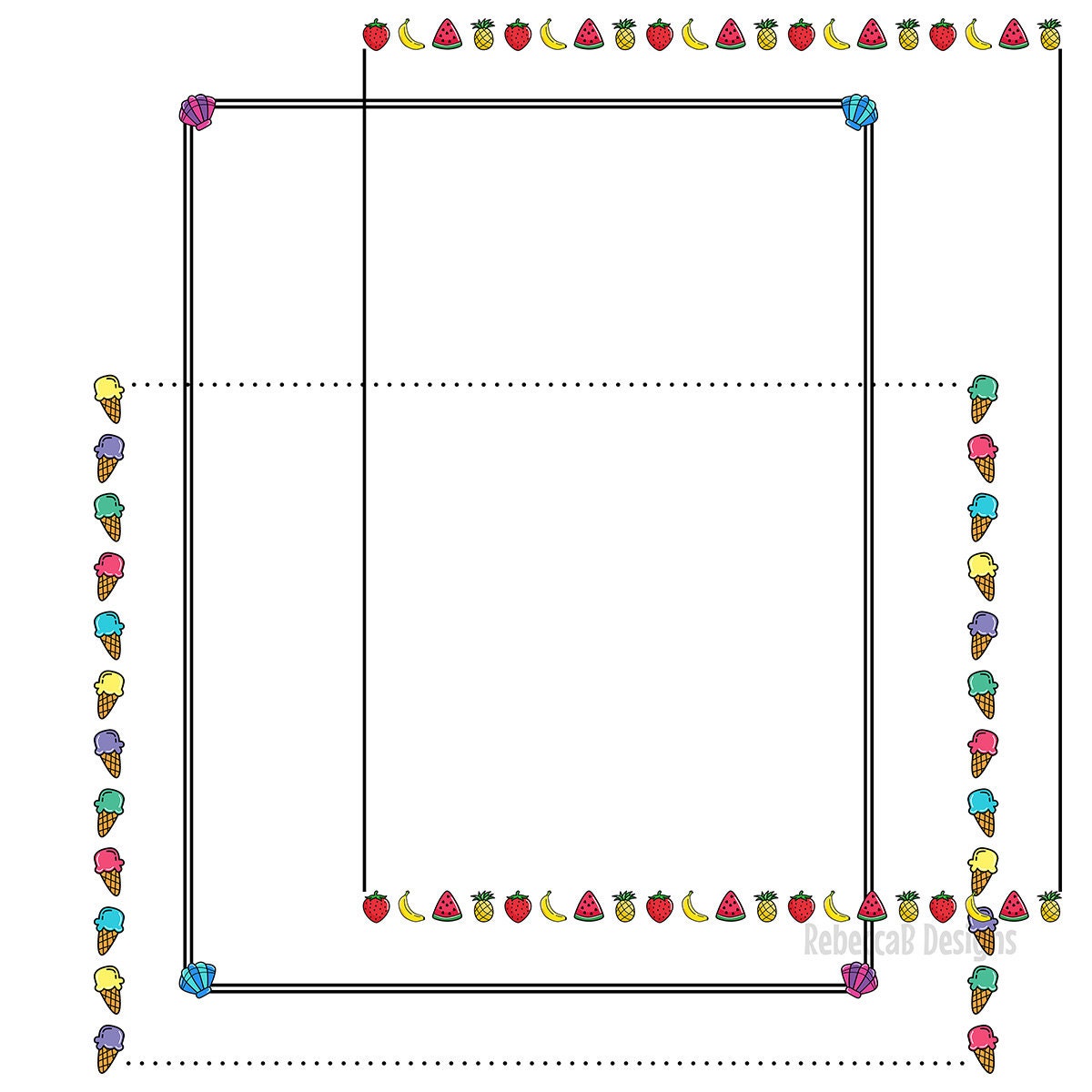 Summer Season Colored Doodle Borders Clip Art, Back to School Clip Art ...