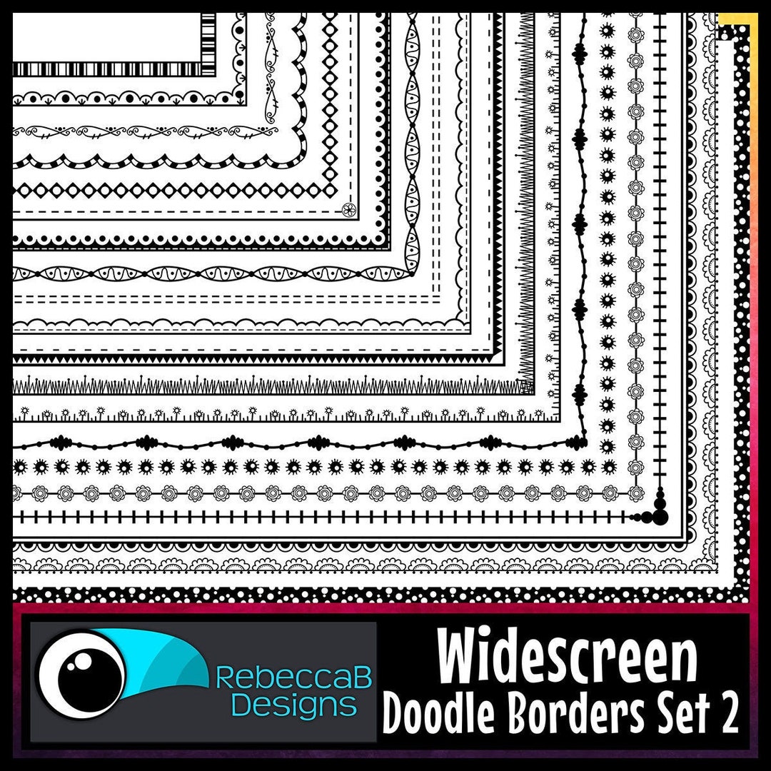 Widescreen 16:9 Doodle Borders Clip Art Set 2 - Google Slides™ and ...