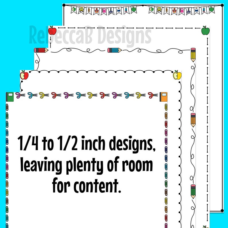 Back to School Colored Borders Clipart, Back to School Clipart, School ...