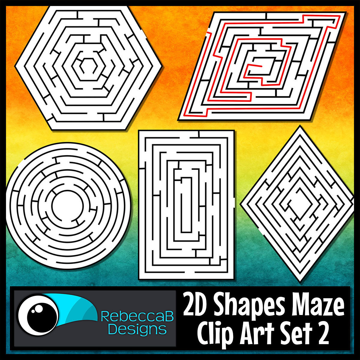 2D Shapes Maze Clip Art Set 2, Maze Clip Art, 2D Shapes, Mazes and ...