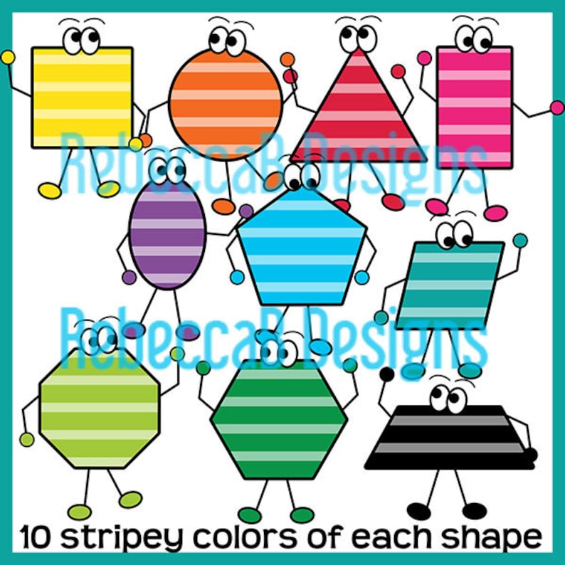 2D Shapes Clip Art Clip Art Shapes Character Clip Art Maths - Etsy
