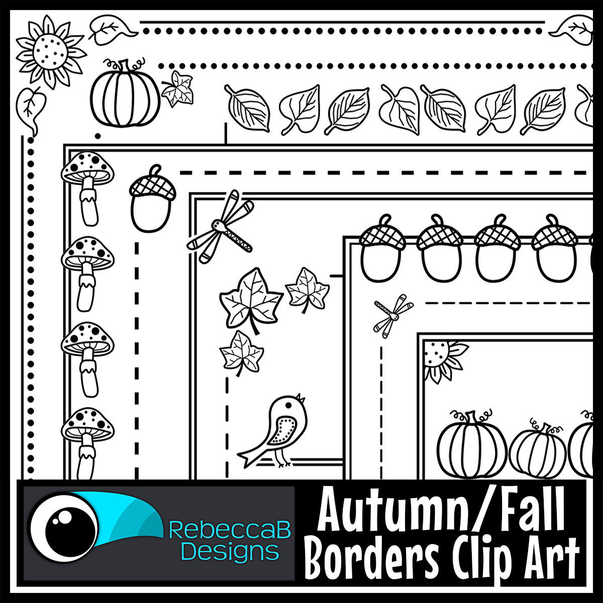 Autumn Fall Doodle Borders Clip Art, Borders Clip Art, Doodle Borders ...
