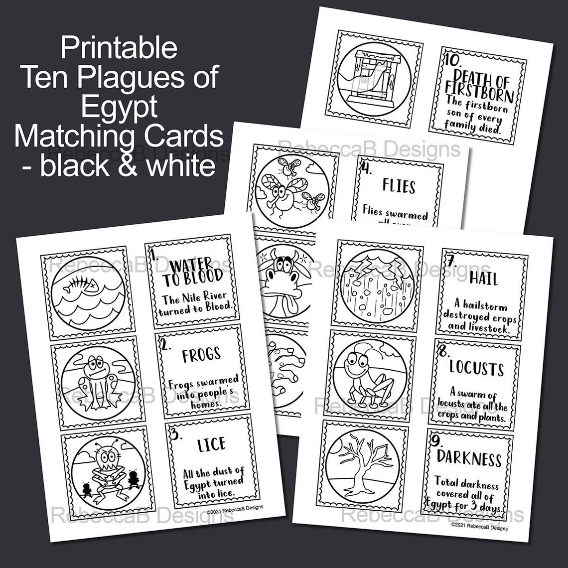 Ten Plagues of Egypt Matching Card Game: Passover Activity (digital ...