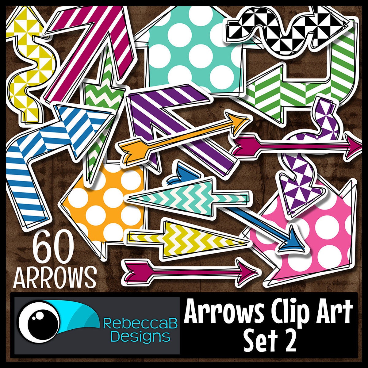 Arrows Clip Art Set 2, Colored Patterned Arrow Clipart, Digital Arrows ...