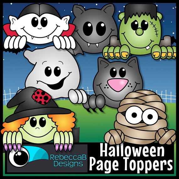Halloween Page Toppers Clip Art Halloween Clip Art Page | Etsy