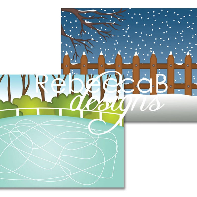 Winter Background Scenes Clip Art, Winter Landscape Clip Art, Winter ...